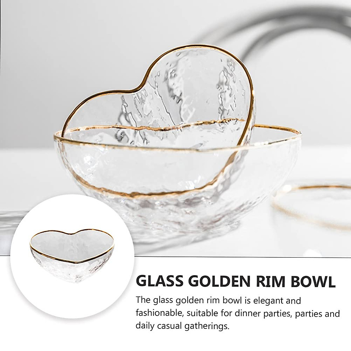 Glass Heart Bowl Clear Serving Bowls Set Heart Shaped Salad Bowls Love Bowl Irregular Bowls for Fruits Salad Dessert Ice Cream