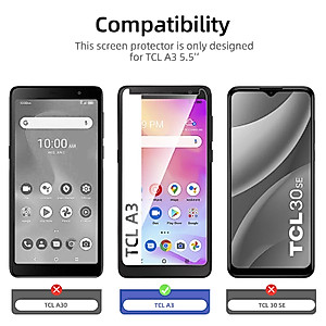 NEW'C [3 Pack] Designed for TCL A3 Screen Protector Tempered Glass, Bubble Free, Ultra Resistant