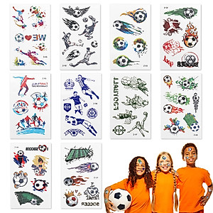 30 Sheets Soccer Ball Glow Temporary Tattoos Stickers for kids, Glow in The Dark Football Tattoo Stickers, Soccer Theme Luminous Temporary Stickers for Kids