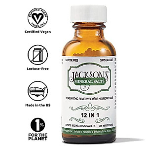 Jackson's 12 in 1 Cell Salt - The First Certified Vegan, Lactose-Free All 12 Schuessler Cell (Tissue) Salt Combination - Made in The USA (500 pellets)