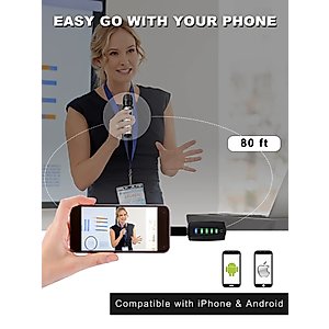 Alvoxcon USB Wireless Microphone, UHF Condenser mic for Android, PC Computer, Laptop, PA, Podcasting, Vlogging, YouTube, Vocal Recording, Gaming, Singing Practice (System with USB Receiver)