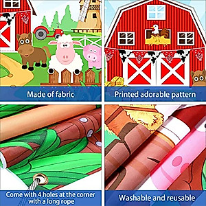 Farm Animals Theme Party Decorations, Farm Banner for Birthday Party Supplies Kids Grass, Farm Animal Background Photo Banner, 72.8 x 43.3 Inches
