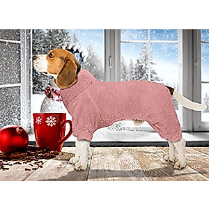 Fuzzy Dog Pajamas Turtleneck Dog Clothes Warm Soft Cozy Lightweight Dog Pjs Dog Sweaters for Small Dogs(Pink-XS)