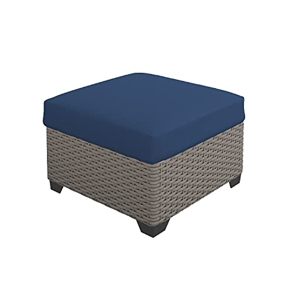 TK Classics Florence 7 Piece Outdoor Wicker Patio Furniture Set, Navy