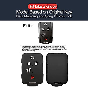 INFIPAR 2pcs Compatible with 2022 2021 2020 2019 Chevy Chevrolet Silverado GMC Sierra 1500 2500 3500 Smart 5 Buttons Silicone FOB Key Case Cover Protector Keyless Remote Holder