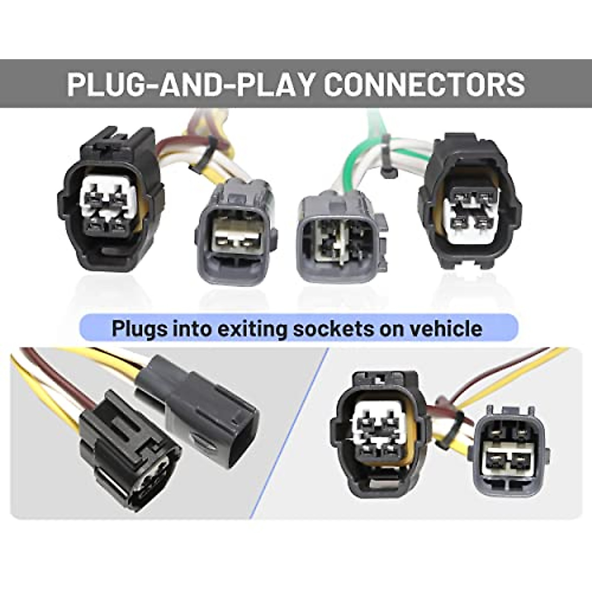 Oyviny Custom 4 Pin Trailer Wiring Harness 55363 for 1998-2006 Jeep TJ/Jeep Wrangler, Plug&Play TJ Trailer Wiring 80 Inches