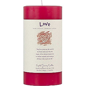 Crystal Journey Herbal Magic Pillar Candle with Inspirational Labels - Bundle of 3 (Love, Money, Manifest a Miracle) Each 6"x3" Handcrafted with Lead-Free Materials