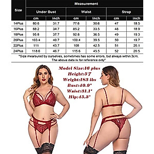 Avidlove Women Lingerie Set Plus Size with Garter Belts Sexy Bra and Panty Underwear Lingerie Sets