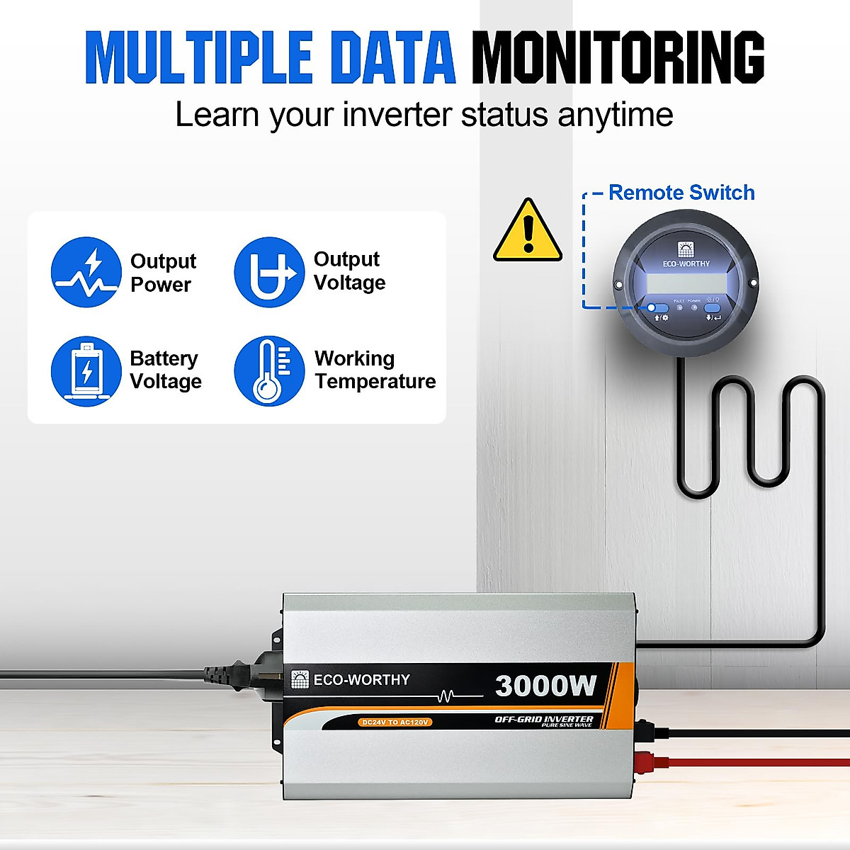 ECO-WORTHY 1200W 24V 5.52KWH Lithium Battery Solar System Off Grid RV Home: 6pcs 195W Bifacial Solar Panels + 60A MPPT Charge Controller + 25.6V 100Ah Lithium Battery + 3000W Pure Sine Wave Inverter
