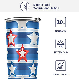 HXshaoye stripe stars 4th Of July Independence Day Stainless Steel straw water bottle with Straw Lid travel coffee mug for hot and cold drinks safe insulated coffee tumbler botellas para agua termica