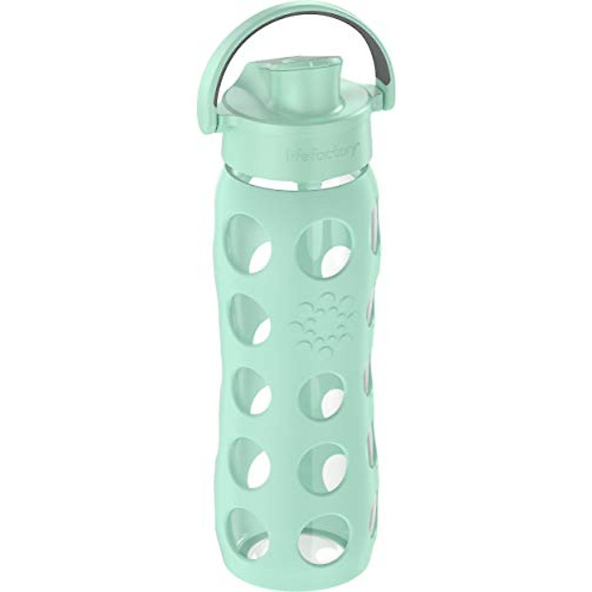 Lifefactory 22-Ounce Glass Water Bottle with Active Flip Cap and Protective Silicone Sleeve, Mint