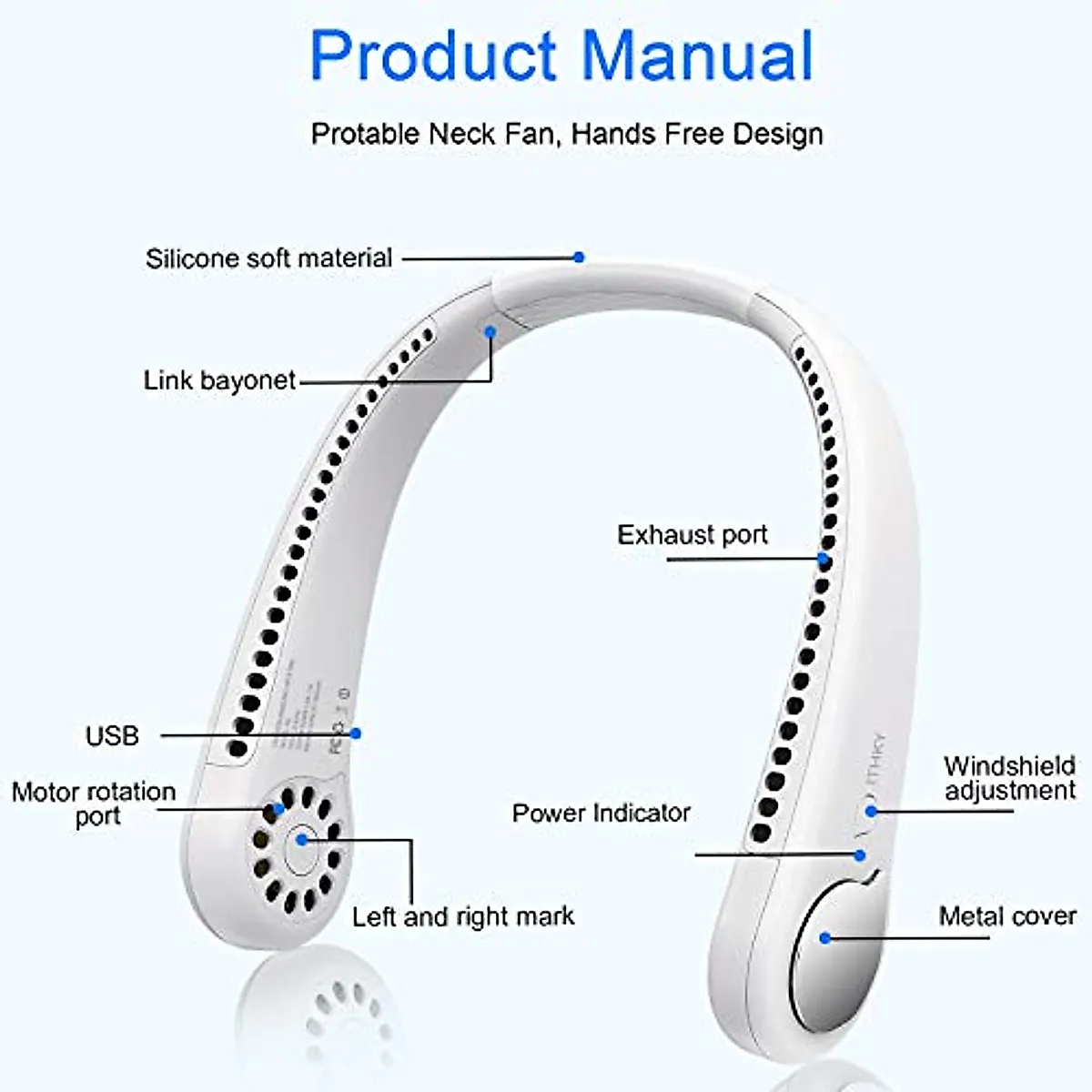 ITHKY Portable Neck Fan Hands Free Bladeless Neck Fan, 360° Cooling ...