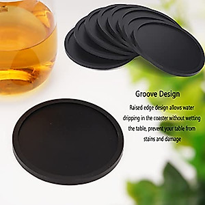 Coasters for Drinks Set of 8, Jolumros Silicone Coasters Soft Anti-Slip Durable Reusable Coaster with Holder for Tabletop Protection, Heat Resistant Coaster Set for Drinking Glass Coffee Cup