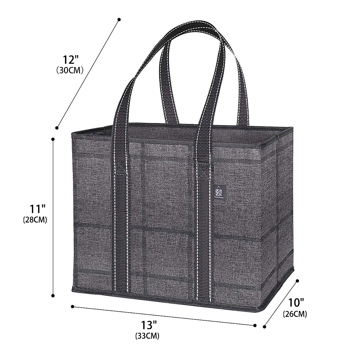 VENO 3 Pack Reusable Grocery Bags, Shopping Bags for groceries, Utility Tote with Handles and Hard Bottom, Foldable Shopping Cart Organizer, Multi-Purpose, Heavy-Duty (BLK Windowpane, 3 Pack)