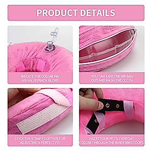 MCHY Inflatable Dog Cone,Adjustable Recovery Collar for Dogs After Surgery,Prevent from Biting & Scratching,Not Block Vision (M, Pink)