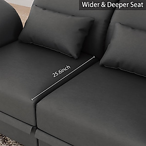 LLappuil Modular Sectional Storage Couch Ottoman Seats，Waterproof Faux Leather Sofa Chair Modules, Dark Grey