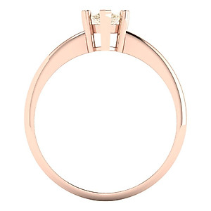 Clara Pucci 0.9ct Pear Cut Solitaire Genuine Natural Morganite Wedding Bridal Designer art deco Anniversary Ring 14k Rose Gold for Women