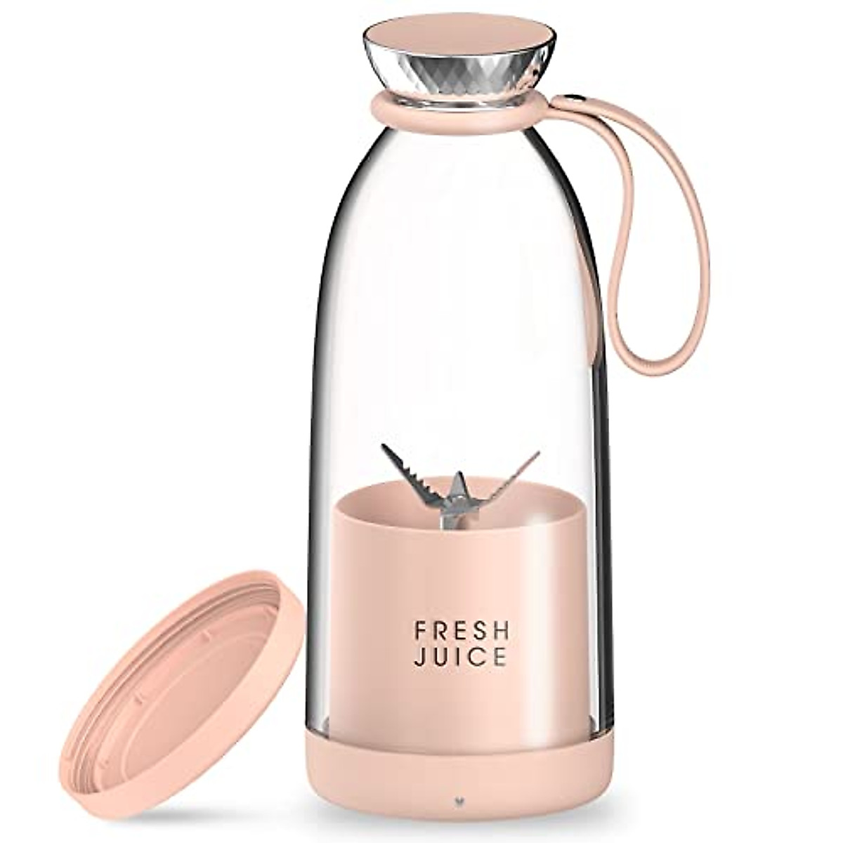 Fresh Juice Bottle Blender Plus,Personal Blender for Smoothies, Juices and Protein Shakes On the go,Smoothie Mini Blender for Home, Travel, Office, Gym,500ml, USB Rechargeable, Quiet, BPA Free (Pink)