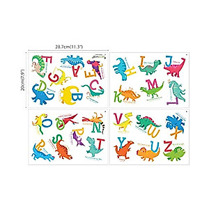 DECOWALL DS-8033 A-Z Dinosaur Alphabet (Small) Kids Wall Stickers Decals Peel and Stick Removable for Nursery Bedroom Living Room Art murals Decorations