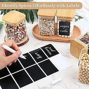 QLoztyse Glass Jars with Bamboo Lids - 9oz Glass Canisters with Airtight Lids Clear Pantry Storage Containers Small Square Glass Canister Set for Kitchen Spice (Set Of 10)