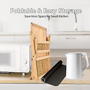 YZHDUXIU Bamboo Dish Drying Rack with Utensil Holder, 3 Tier Collapsible Dish Rack, Large Dish Racks for Kitchen Counter, Wooden Folding Dish Drainer with Dish Drying Mat (3 Tier (with Drying Mat))
