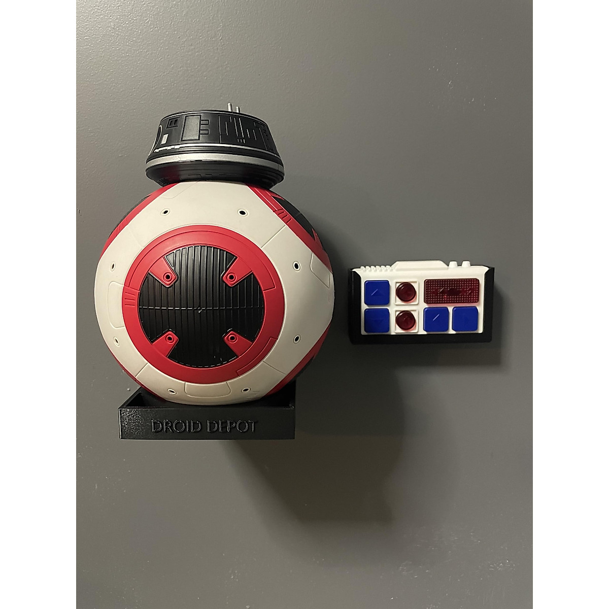Wall mount for BB8 Droid Depot Star Wars Galaxy’s Edge with remote holder