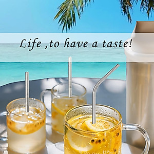 12-Pack Reusable Straws - Metal Straws Dishwasher Safe - Drinking Stainless Steel Straws for 20 oz and 12 oz Tumblers - 2 Cleaning Brushes Included