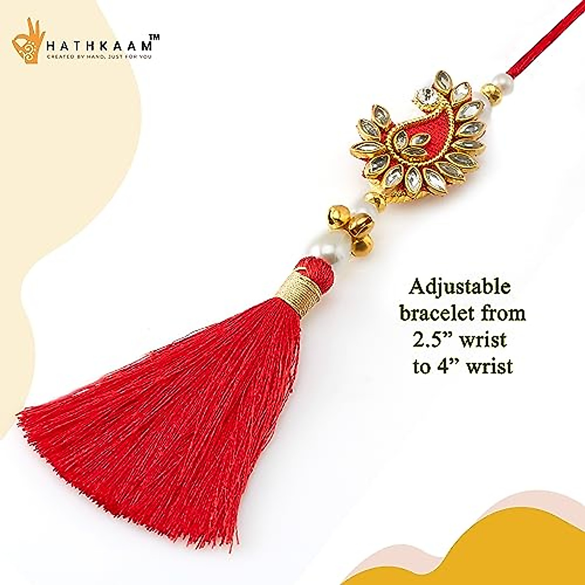 HATHKAAM 2 Pc Designer Rakhi for Brother and Bhabhi Traditional Handmade Rakhi Lumba Set for Bhai Bhabhi Decorative Set of Lumba Rakhi for Bhaiya Bhabhi Combo Gift for Rakhsha Bandhan (HKRL026)