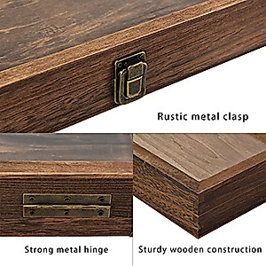 MOOCA Wooden Jewelry display case with Tempered Glass Top Lid, Brown Color