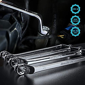 DURATECH Offset Box Wrench Set, Metric, 9-Piece, 6-23mm, 75-Degree, CR-V Steel, Organized in Rolling Pouch