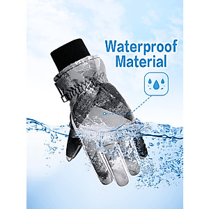 Century Star Kids Snow Gloves Warm Waterproof Gloves for Girls Boys Winter Gloves for Kids Ski Gloves Waterproof Orange 8-14 Years