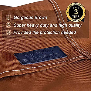 NettyPro BBQ Grill Cover 56 Inch Outdoor Patio 600D Heavy Duty Waterproof 2-3 Burner Barbecue Cover for Weber, Char-Broil, Brinkmann, Nexgrill Grills and More, Brown