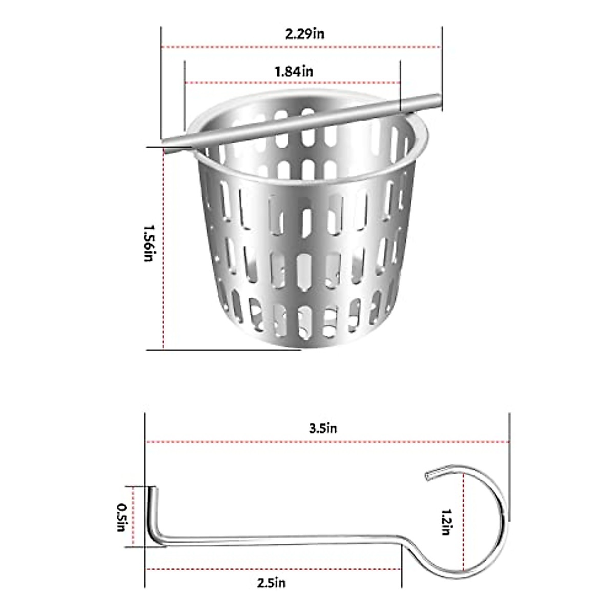 2 Inch Hair and Debris Strainer, Shower Drain Strainer with Lifting Hook, Stainless Steel Debris Basket Shower Drain Catcher, Hair Catcher for Floor Drain