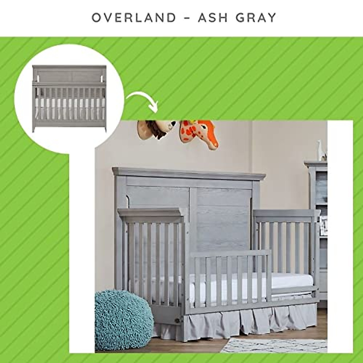CC KITS Toddler Bed Safety Guard Rail for Baby Cache Cribs (Ash Grey)