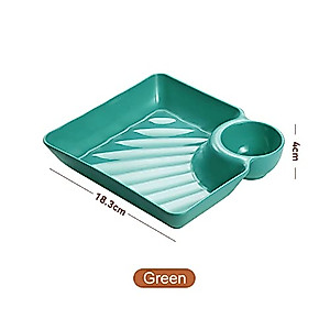Haifle Chip And Dip Set, 7.2inch Square Japanese Sushi Plates Reusable BPA-Free Plastic Divided Serving Dish Trays For Dessert, Salad, Sushi, Fruits, Veggie, Snacks-4-Set