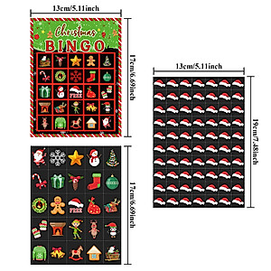 Skylety Christmas Bingo Game Cards for Adults 24 Players Holiday Christmas Games Sets for Large Groups Family Party School Classroom Xmas Activities