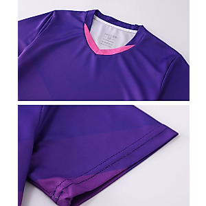 LUCKYLUAN Boy's 2-Pack Soccer Jersey and Short Sets Quick Dry Sports Team Training Uniform Knit 9-10 Years Purple Green