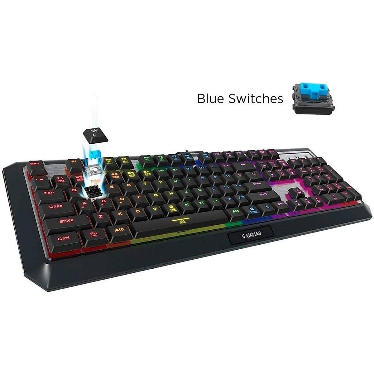 GAMDIAS Hermes P3 RGB Gaming Keyboard Low Profile Mechanical Switch with blue switch, N-key rollover (Hermes P3)