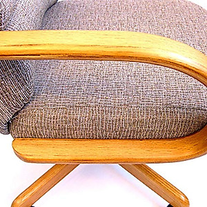 Caster Chair Company Casual Rolling Caster Dining Chair with Swivel Tilt in Honey Oak Wood with Pewter Fabric Seat and Back (1 Chair)