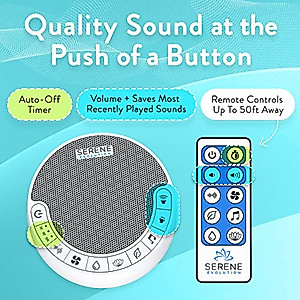 Serene Evolution White Noise Machine for Adults Sleeping & Baby - White Noise Machine for Office Privacy & Noise Canceling - Ocean Sound Machine for Sleeping - Includes Fan, Ocean, Rain, Nature Sounds
