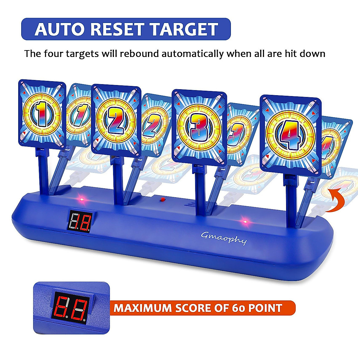 GMAOPHY Digital Shooting Targets with 2 Foam Dart Toy Blaster, Kids Shooting Game Toys, Electronic Scoring Auto Reset 4 Targets, Birthday for Ages 5 6 7 8 9 10+ Years Old Kids Boys Girls