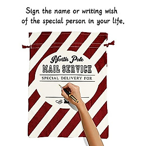 LessMo Christmas Santa Sack, Large Christmas Canvas Gift Bag with Drawstring, [Place to Write Wishes] Reusable Personalized Best Gift, for Xmas Package Storage, Christmas Party Supplies Favors