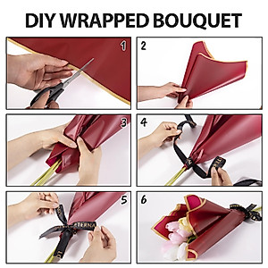 NESCCI 20 Sheet Flower Wrapping Paper - Waterproof Floral Bouquet Wrapping Paper, Florist Supplies Packaging Paper for Wedding Birthday Gift DIY (Wine Red)