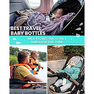 Skywin Self Feeding Baby Bottle with Straw 8oz Bottle Holder for Baby, Anti Colic, for Convenient Feeding (Green)