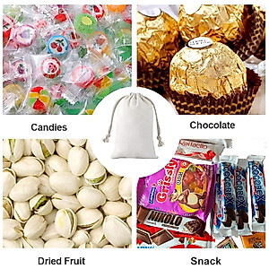 SumDirect 20Pcs Cotton Muslin Bags,White Small Lightweight Gift Bags Breathable Pouches with Drawstring Reusable Packing Storage Bags for Wedding, Party, Birthday (6x8inch)