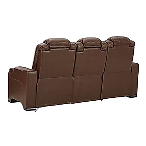 Signature Design by Ashley The Man-Den Reclining Sofa, Mahogany