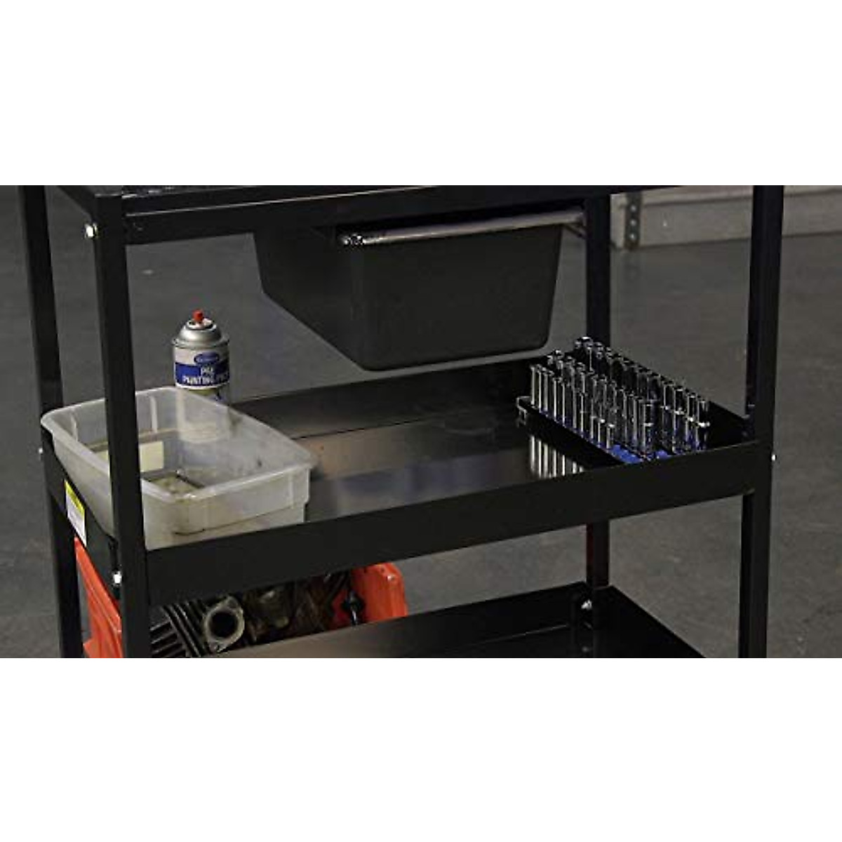 Eastwood Tear Down Table 27x16 Inch Work Space Two Storage Locking Shelves