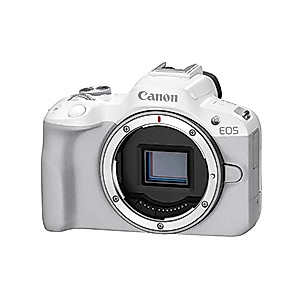 Canon EOS R50 Mirrorless Vlogging Camera (Body Only/White), RF Mount, 24.2 MP, 4K Video, DIGIC X Image Processor, Subject Detection & Tracking, Compact, Smartphone Connection, Content Creator