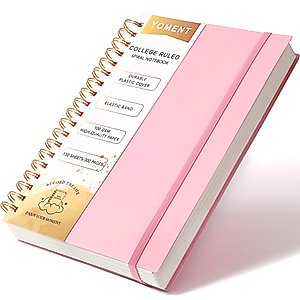 Yoment Spiral Notebook Journal 300 Pages Large Spiral Notebook B5 (7.3"x10") College Ruled Journals for Women Men Thick Spiral Bound Journal for Writing Work School, Pink