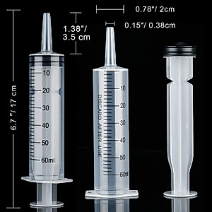 Boao 10 Pack Plastic Syringe Liquid Measuring Syringes Without Needle for Epoxy Resin, Craft, Scientific Labs, Feeding Pets Animals, Oil or Glue Applicator (60 ML)